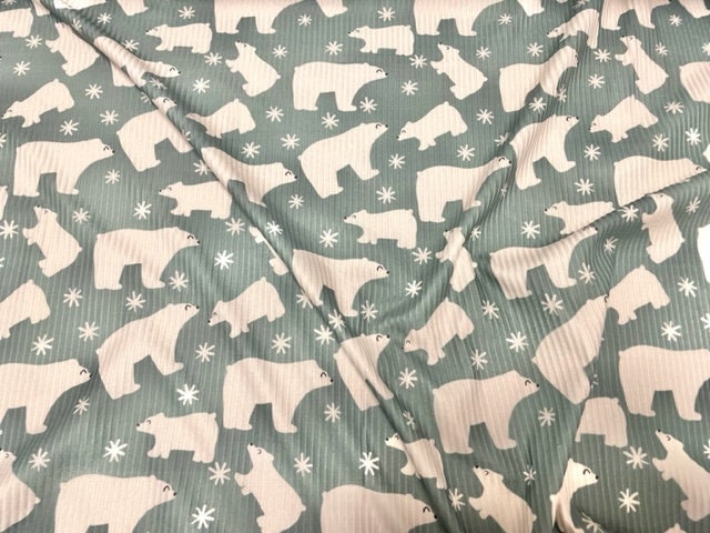 4x2 Rib Knit Brittany Frost Designs Polar Bears DBP Print #418 Double ...